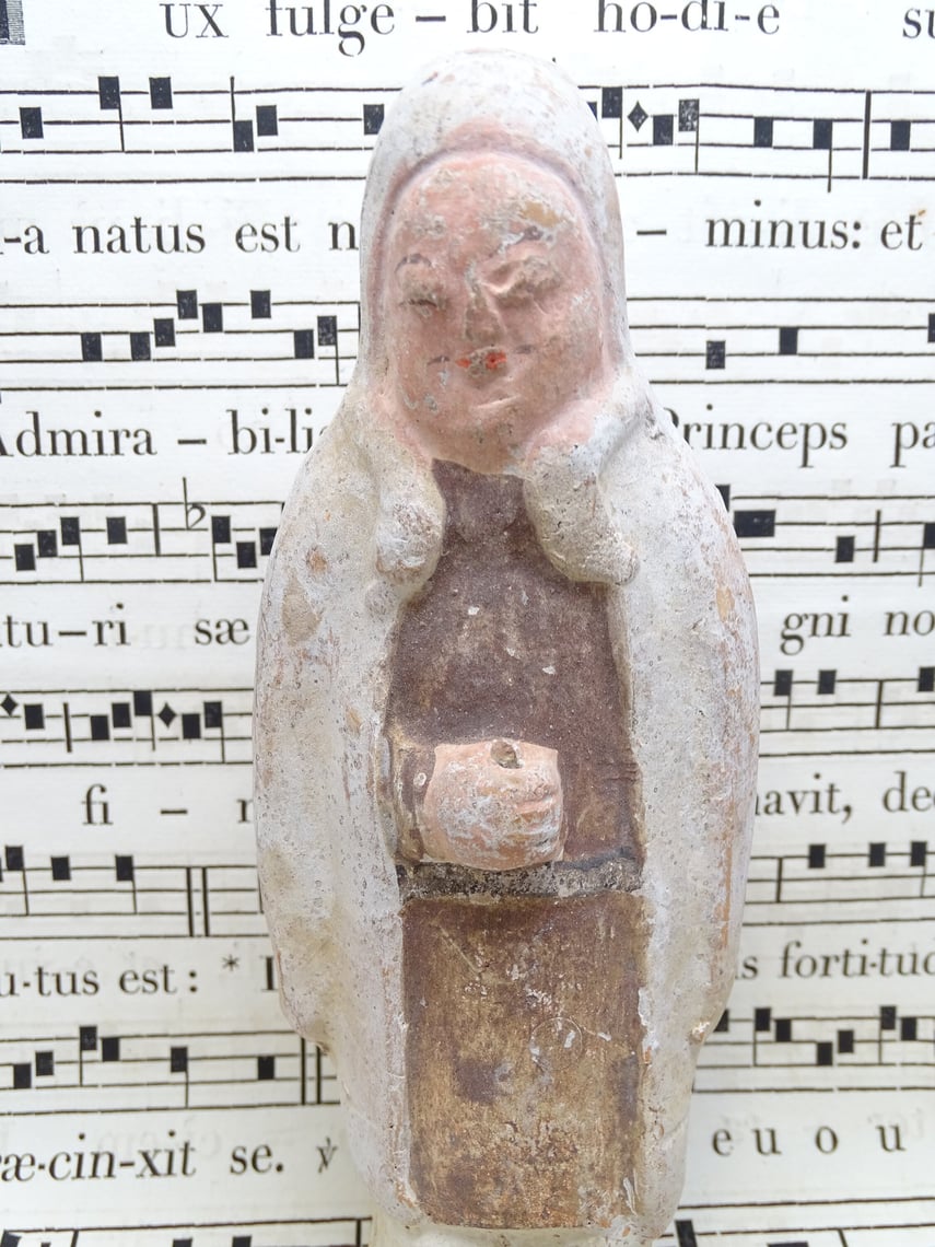 Antique Saint Mary Santos, Vintage Mexican Pottery Clay Madonna Santos ...