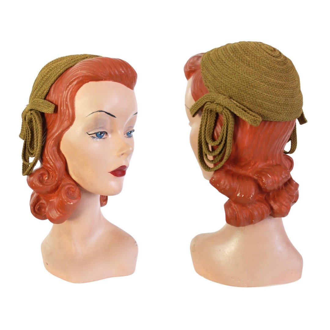 1930s Ochre Yellow Jute Juliet Cap Hat - 1930s Yellow | Veracious ...