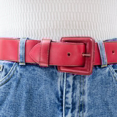 red leather belt | 80s vintage Joan & David wide thick red | Poppycock ...