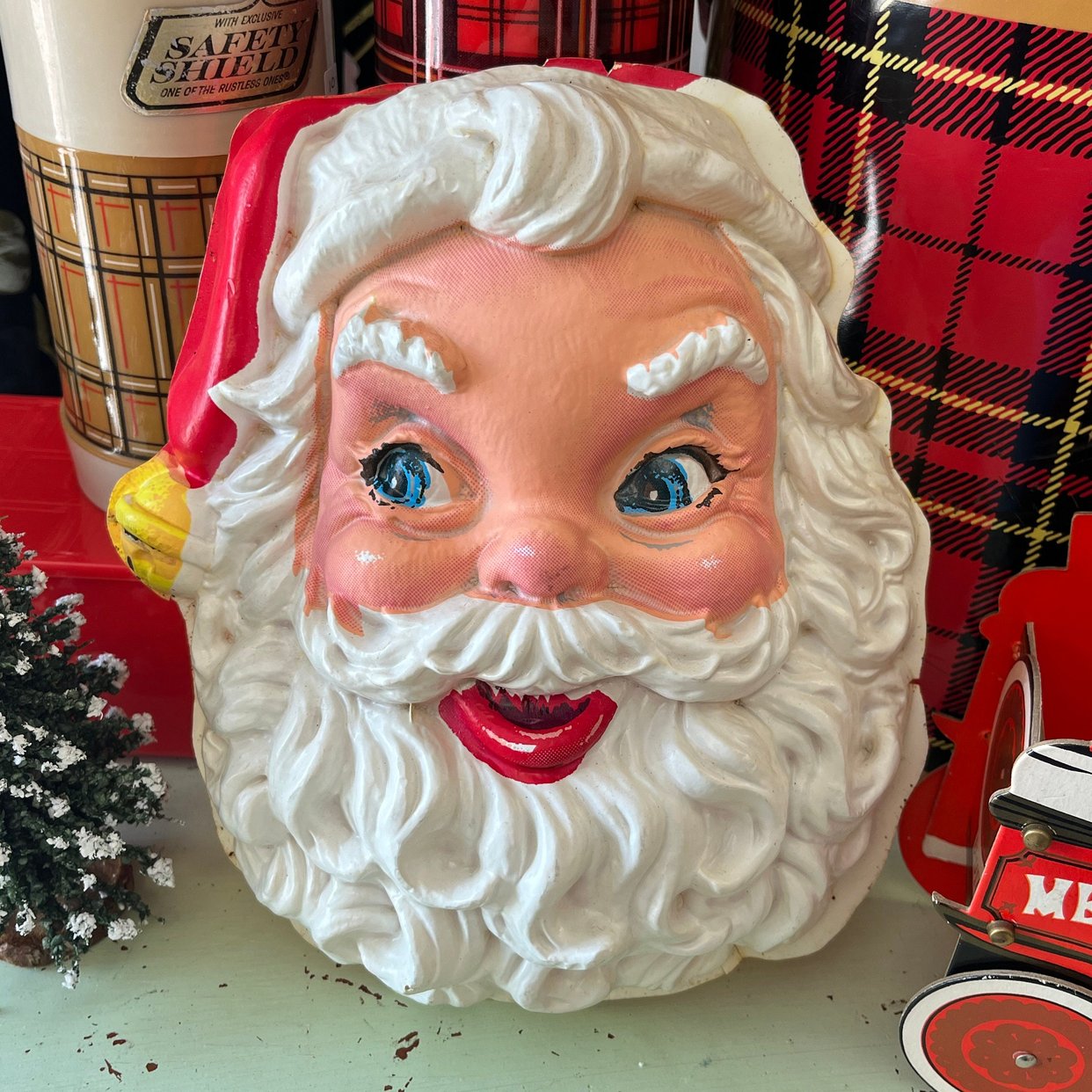 vintage Santa face decoration 1960s plastic molded Santa | Cricket ...