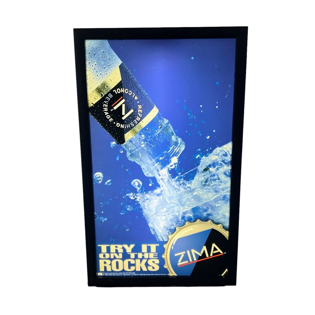 Vintage 1995 ZIMA Light Up Bar Sign Advertisement Try It On | Over the ...