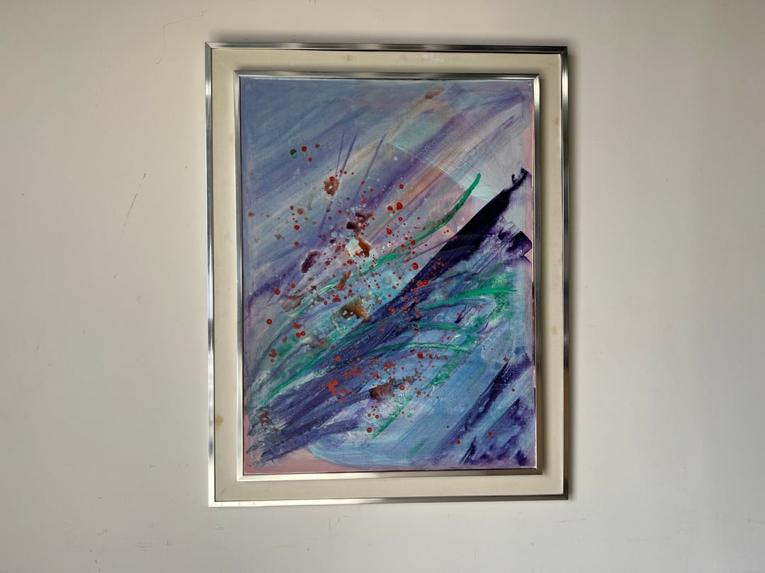 80's Mid Century Abstract Expressionist Oil Painting on Canvas, Signed ...