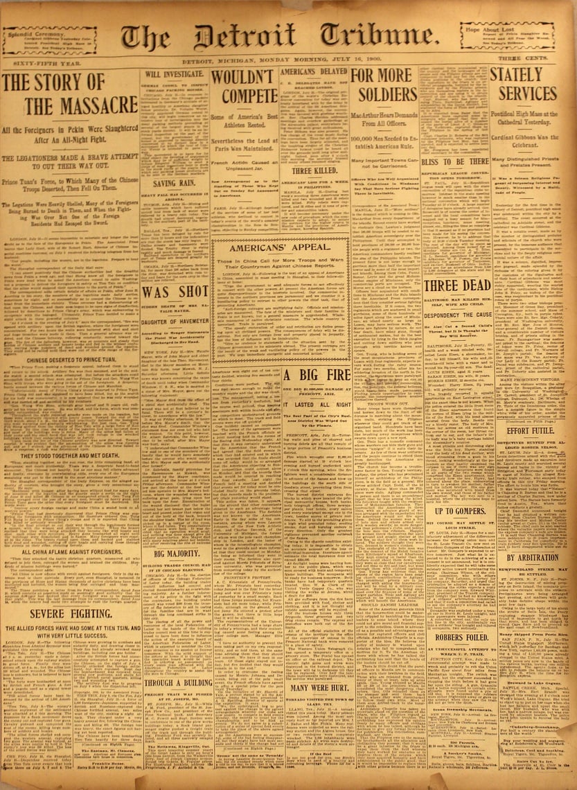 The Detroit Tribune Vintage Newspaper July 16, 1900 | Le Shoppe | Keego ...