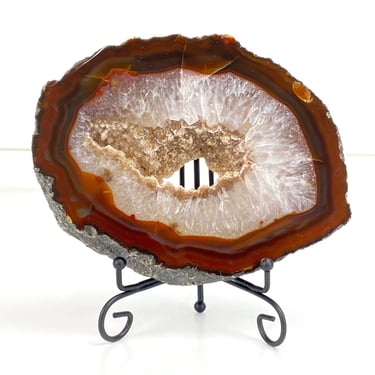 Thick Agate Geode Slab Slice Crystal Druzy Banded Carnelian 1.3 lb ...