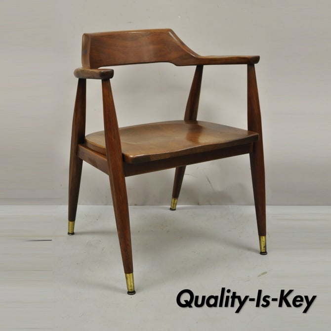 Gunlocke Mid Century Modern Walnut Office Desk Arm Chair | Quality is ...