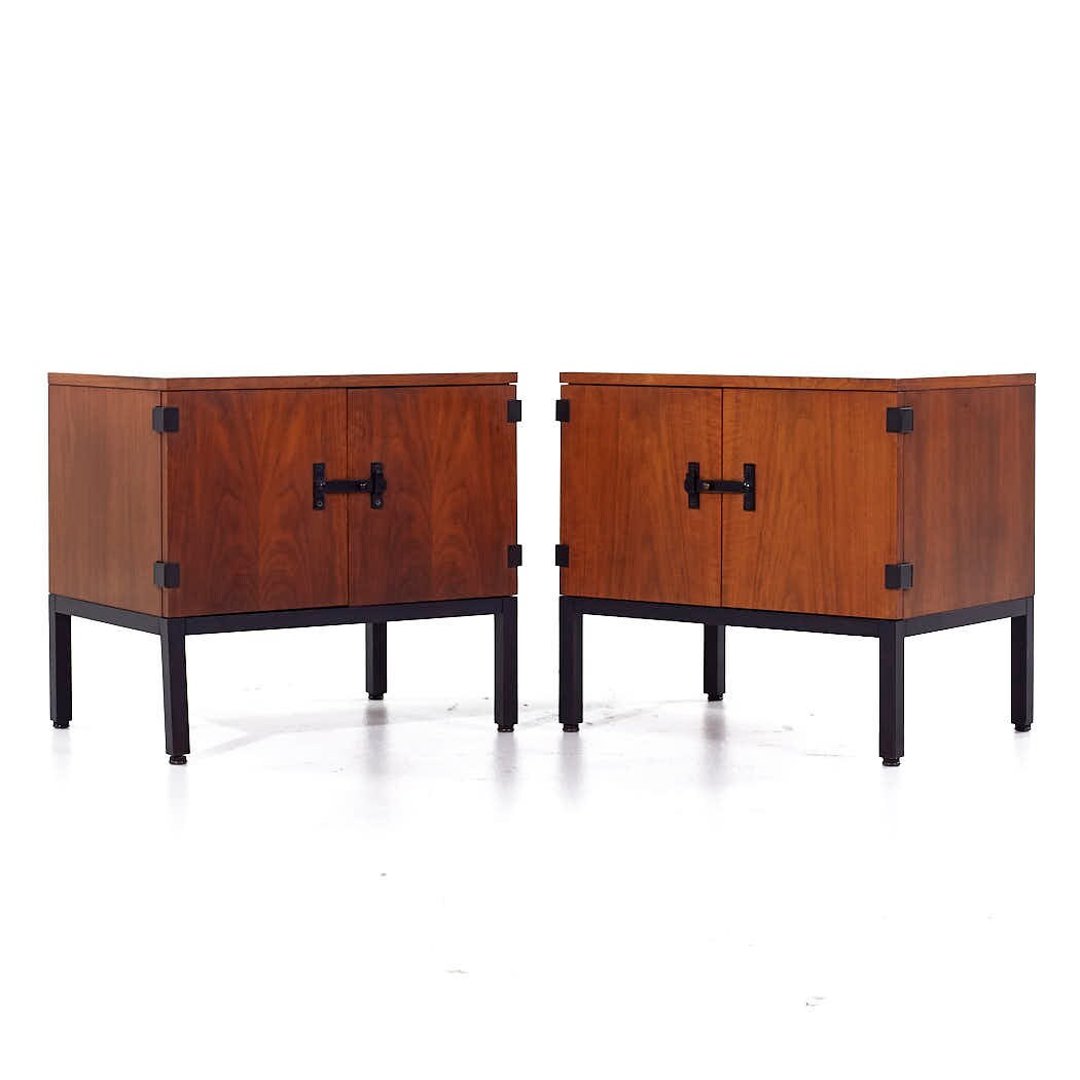 Milo Baughman for Directional Mid Century Walnut Nightstands - Pair ...