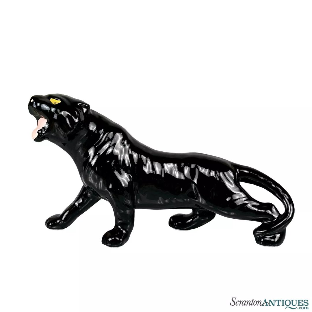 Mid-Century Modern Porcelain Black Panther Sculpture - 11" | Scranton ...