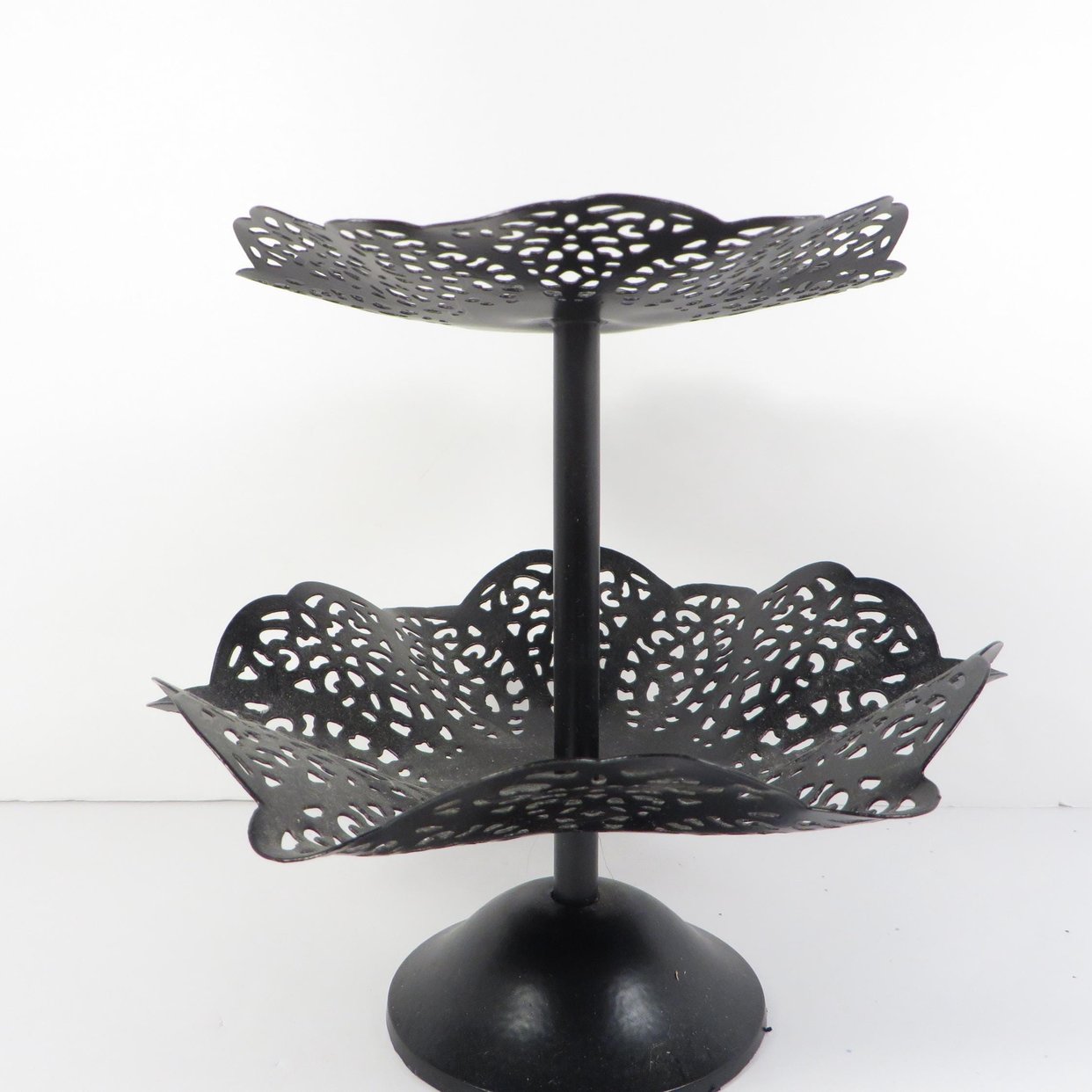 Vintage Black Metal Two Tiered Display Stand - | Pherds Finds - Arvada ...