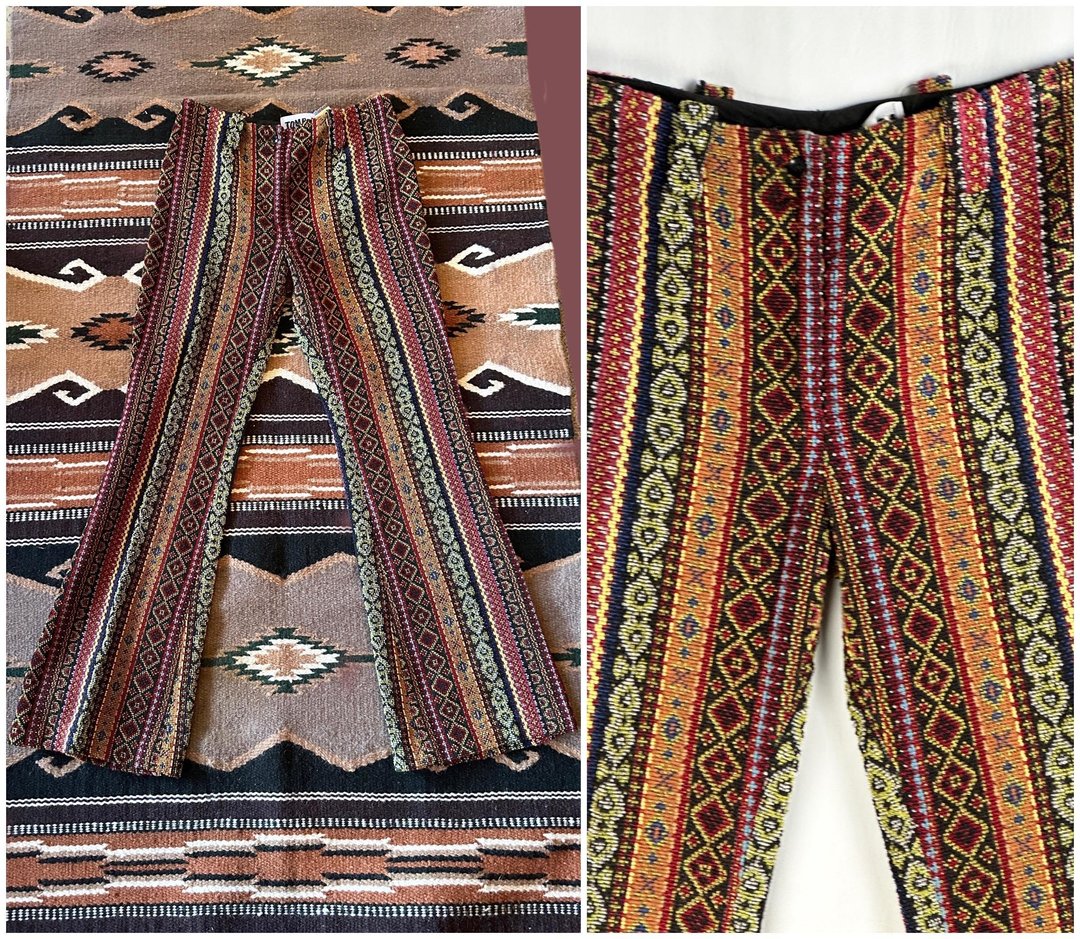 TOMBOY Vintage 60s Tapestry Pants | 1960s Hippie Hip Hugger Flares | 70 ...