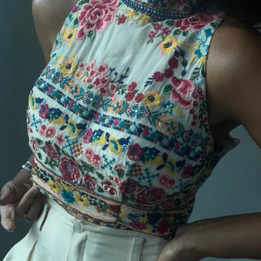 vintage rare sheer embroidered cropped halter | Retro Rhapsody | Miami ...