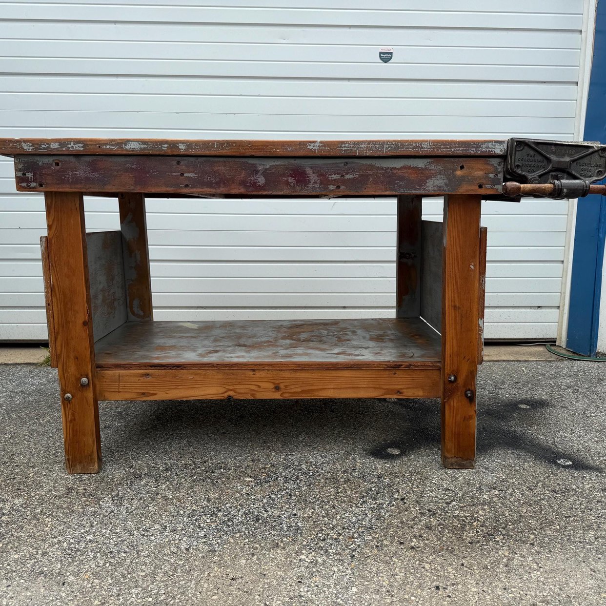 Vintage/Antique Industrial Primitive Kitchen Island/Workbench Table ...