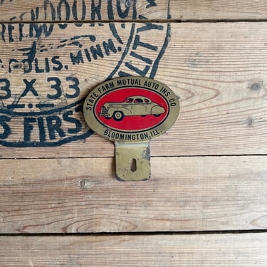 Vintage State Farm License Plate Topper | North Grove Antiques ...