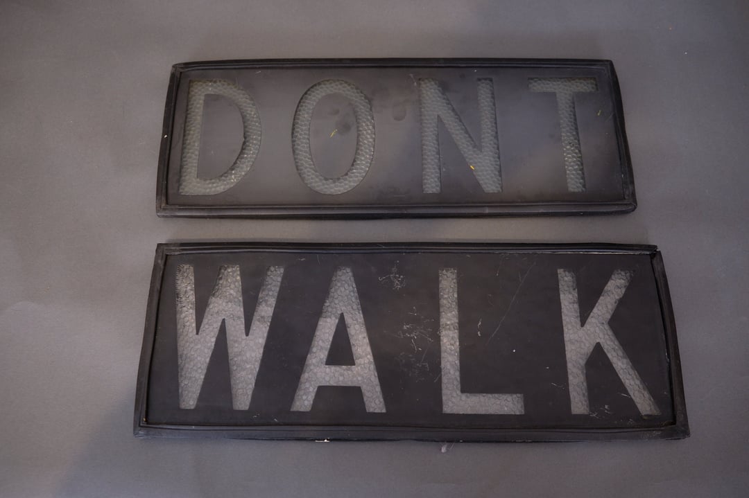 Vintage Walk Don't Walk Glass Pedestrian Signs | Mid-Century Street ...