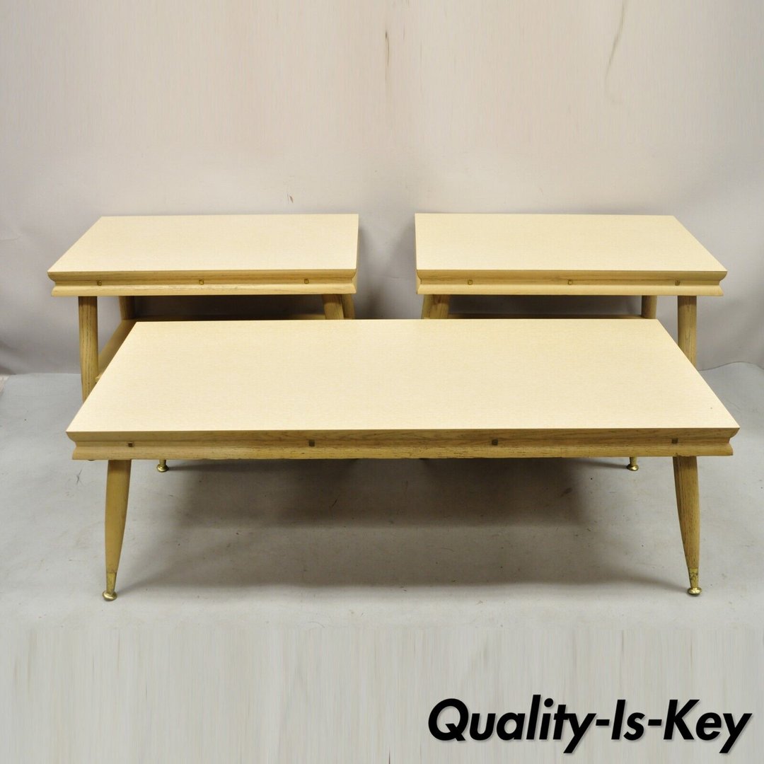 Mid Century Modern Atomic Era Laminate & Wood Coffee Table Set ...