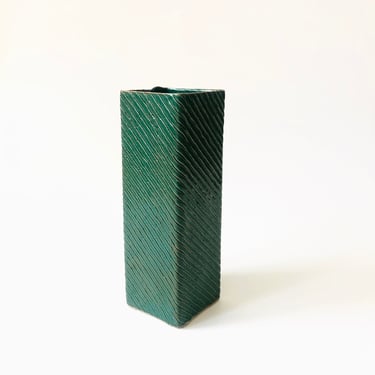 Vintage Carved Rectangular Green Studio Pottery Vase | Sergeant Sailor ...