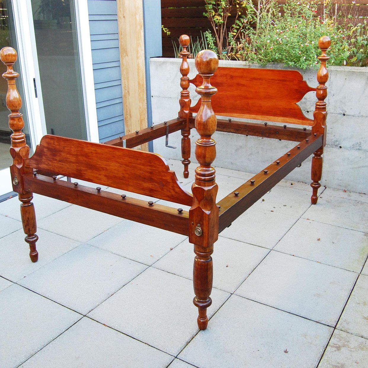 Antique Solid Cherry Wood Cannon-Ball Bed Frame Early | MidCentury55 ...