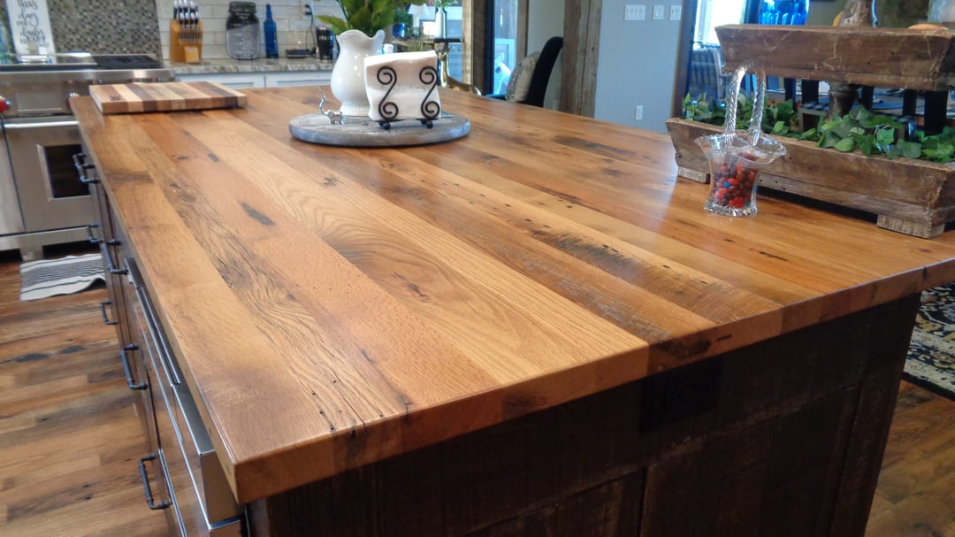 Custom Solid Reclaimed Oak Countertop - Reclaimed Wood Oak Butcher ...