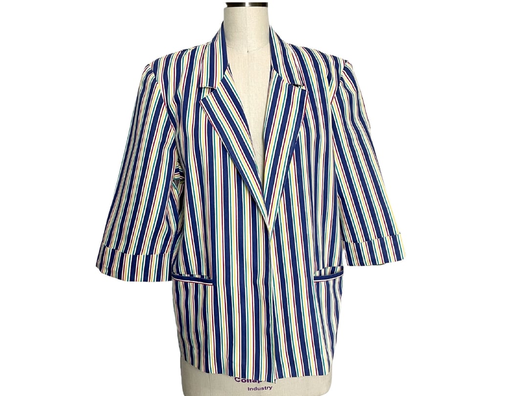 1980s bold striped open front blazer | NextStage Vintage | Westborough, MA