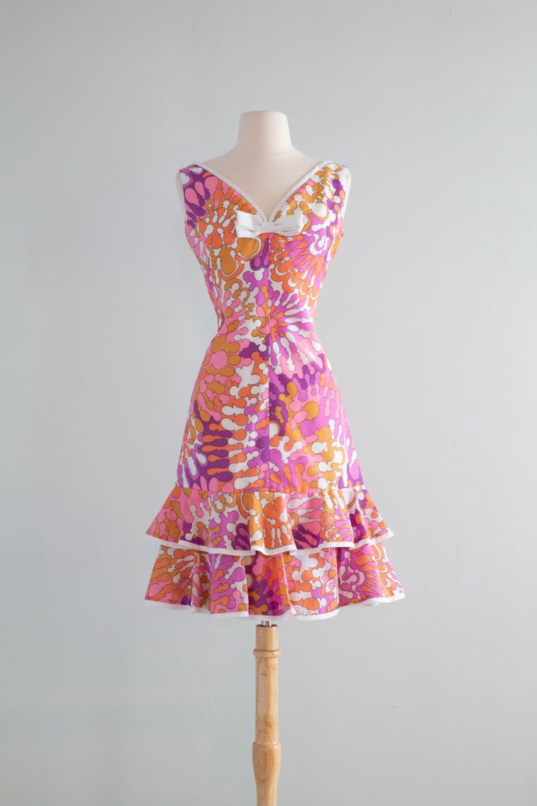 Sassy 1960's Pucci Inspired Sun Dress With Bow / SM | Xtabay Vintage ...