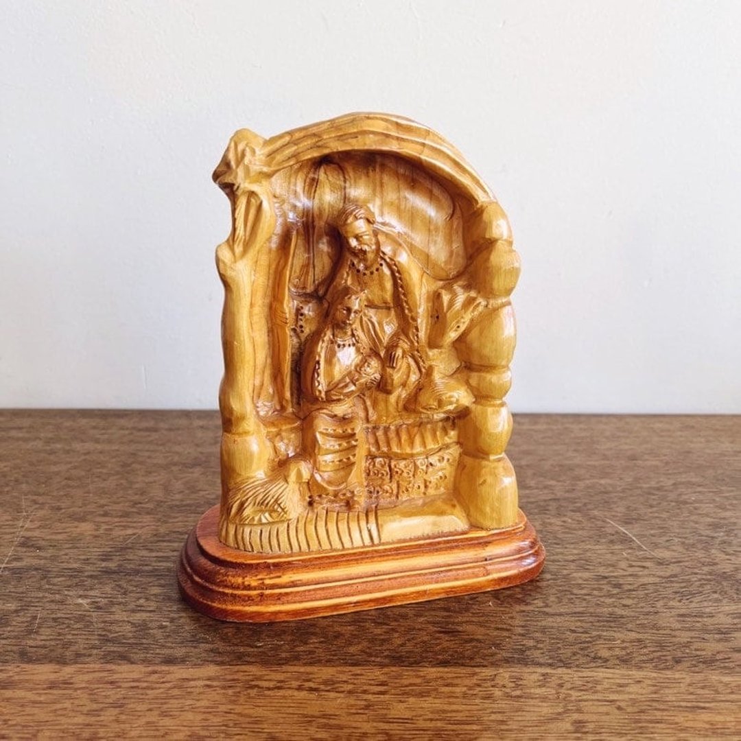 Vintage Holy Land Hand-Carved Olive Wood Nativity Statue | The ...
