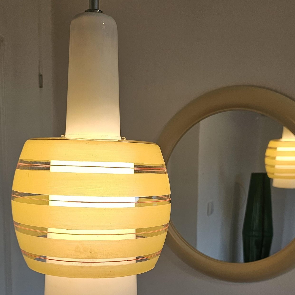 Vintage Opaline Glass Pendant Light Fixture/ Yugoslavia Ceiling 70 ...