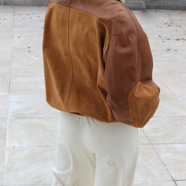 Vintage Soft Suede & Smooth Leather Bomber Jacket | Na Nin - Richmond ...