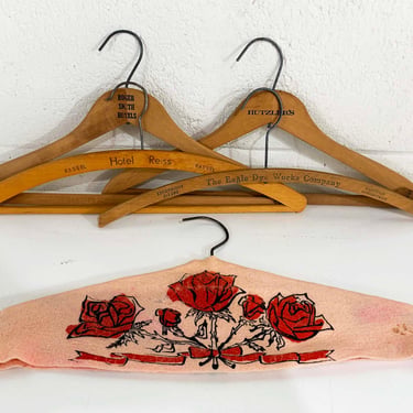Vintage Wooden Hangers Advertising Rustic Industrial Decor Coat | Check ...