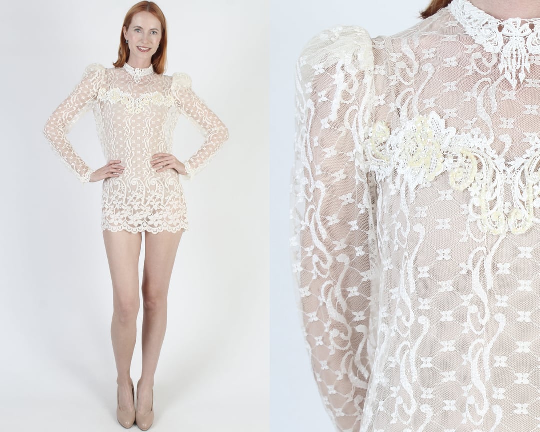 See Through Lace Victorian Deco Flapper Micro Mini Dress | American ...