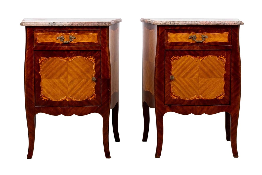 Pair Marble Top Tables | The Antique and Artisan Gallery | Stamford, CT