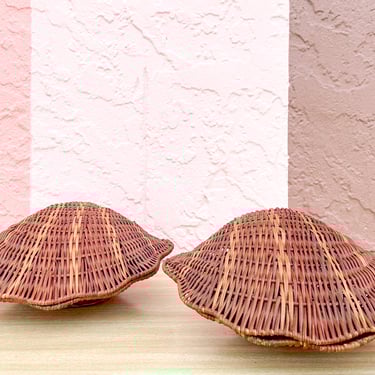 Pair of Wicker Clam Shell Baskets | Palm Beach Regency | Lake Park, FL