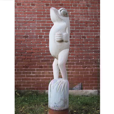 Folk Art Carved WOOD FROG SCULPTURE 48" Figure Rustic | Refuge Gallery ...