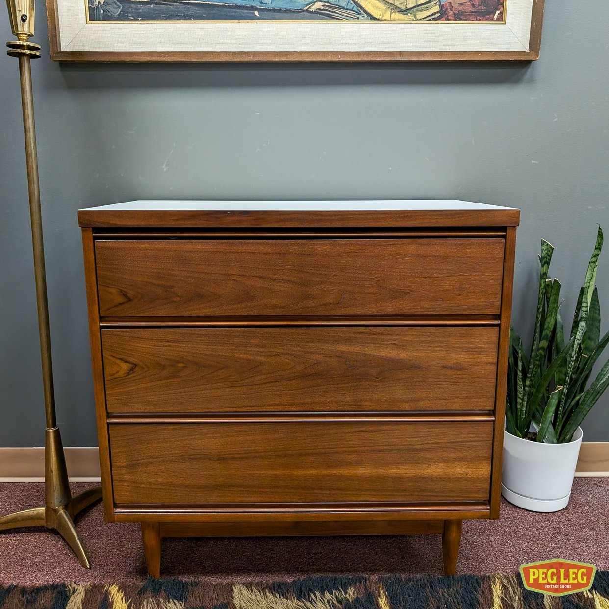 Mid-Century Modern walnut bachelor's chest with white laminate | Peg ...