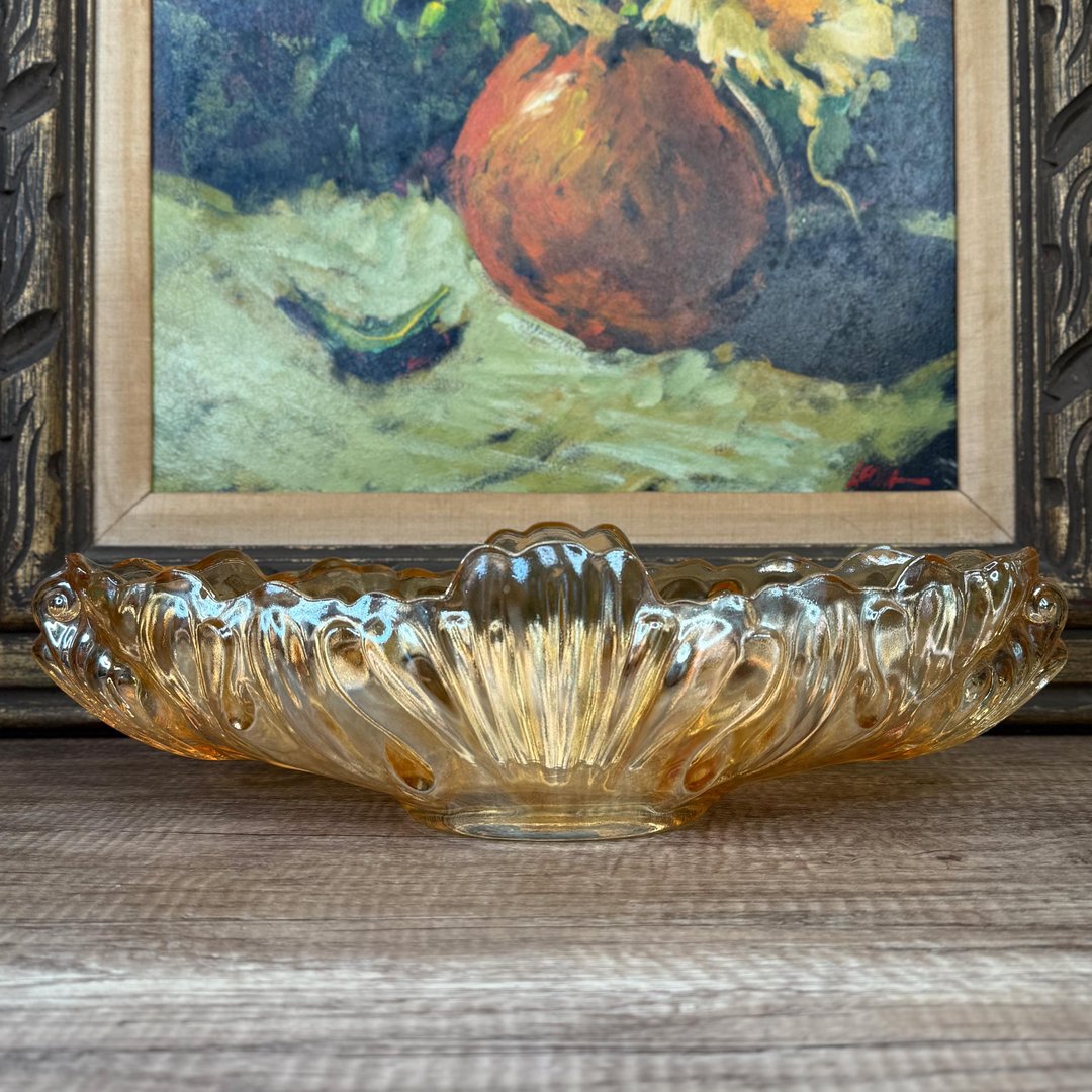 Jeanette Carnival Glass Gondola Bowl Shiny Rainbow Colors for Home ...