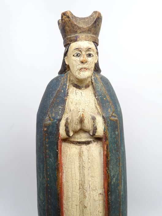 Antique 1800's Saint Thomas Aquinas Santos, Polychrome Religious Statue ...