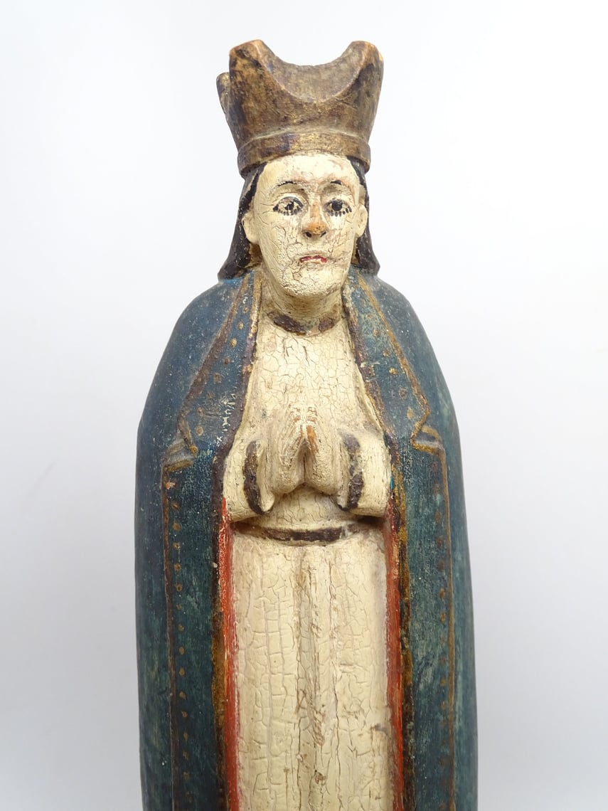 Antique 1800's Saint Thomas Aquinas Santos, Polychrome Religious Statue ...