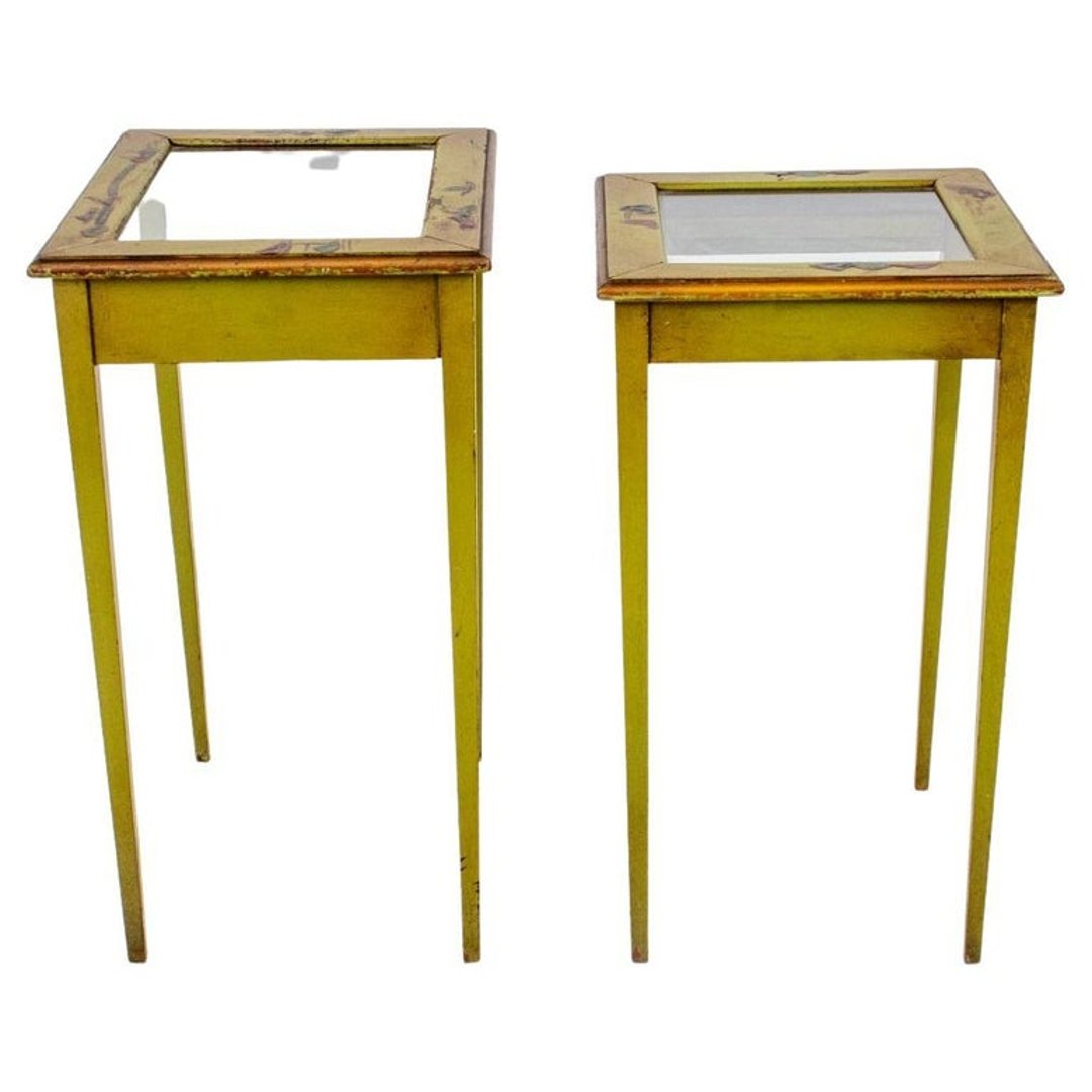 Chinoiserie Painted Wooden Nesting Tables, 2 | Showplace Antique ...
