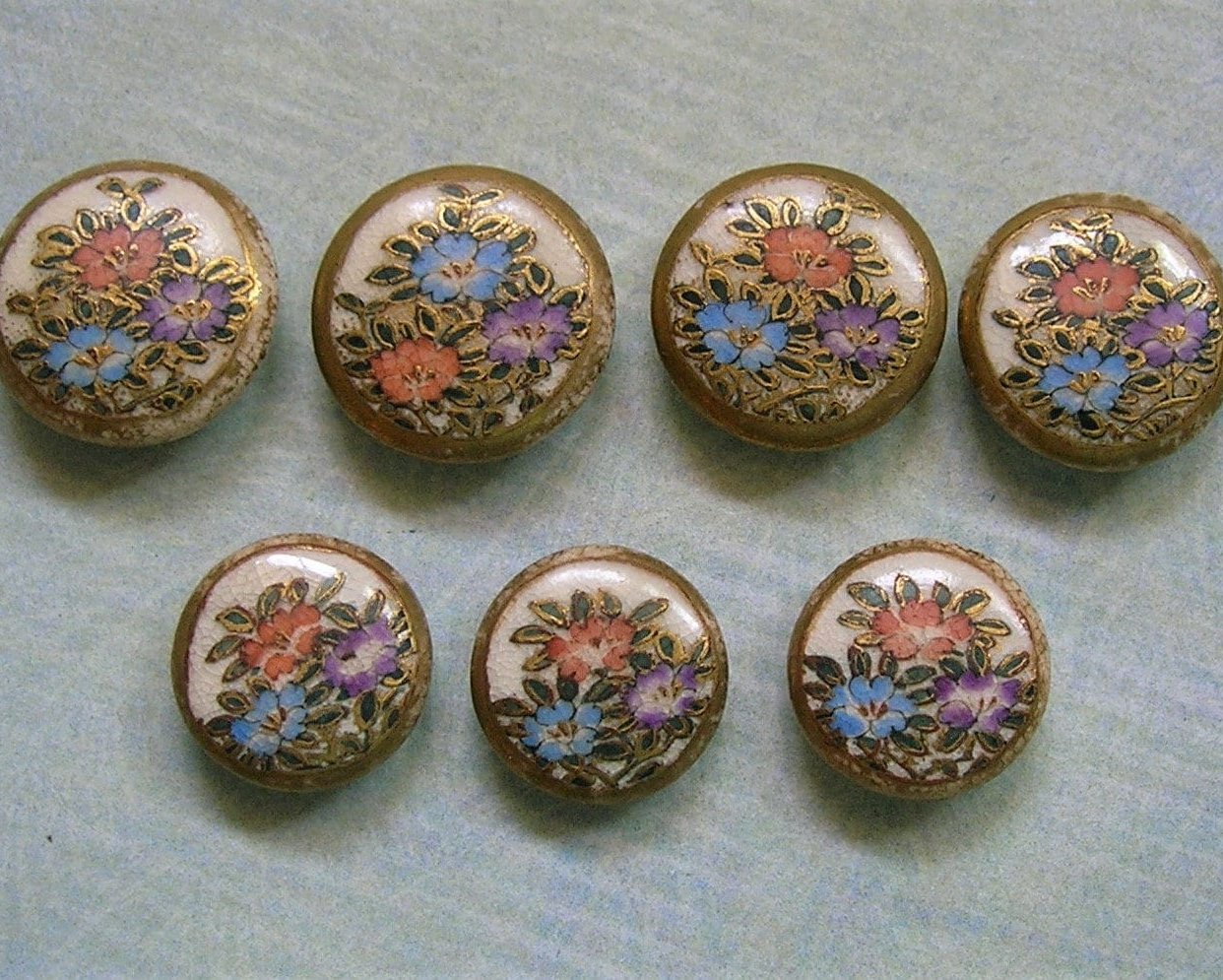 Antique Satsuma Buttons, Old Set of Seven Satsuma | Keepsake Jewels ...