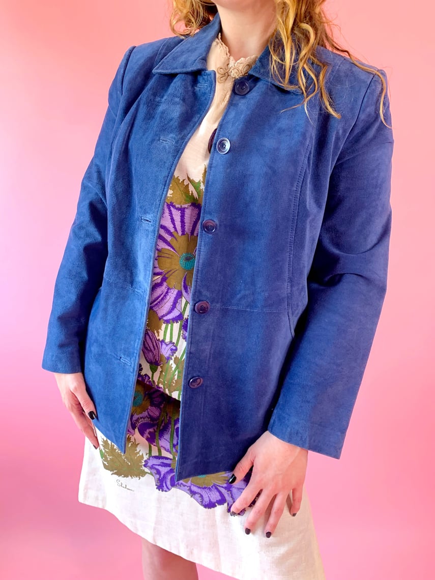90's Blue Suede Jacket | Prototype Vintage | Austin, TX