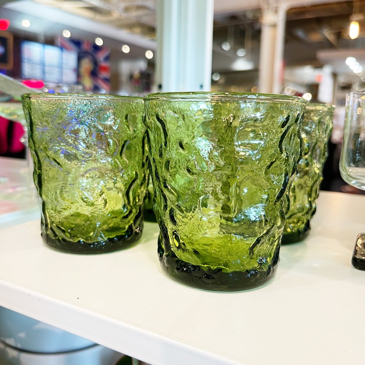 Vintage Anchor Hocking Milano Olive Green Glasses | Jungle and Loom ...
