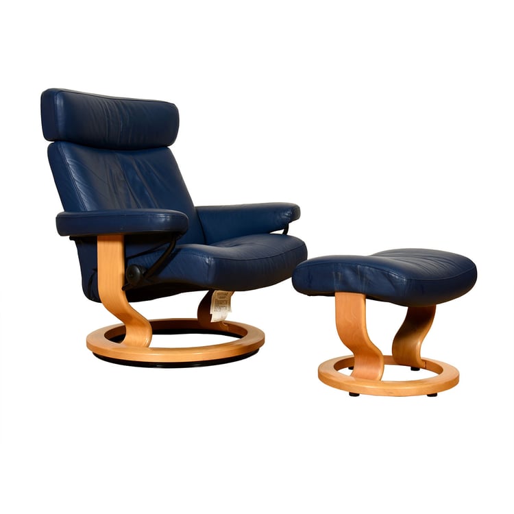 Ekornes Stressless Vintage Norwegian Modern Lounge Chair + Ottoman ...