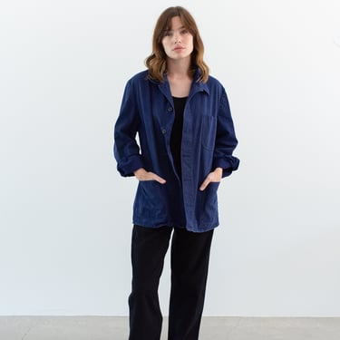 Vintage Blue Chore Jacket | Unisex Herringbone Twill Cotton Utility ...