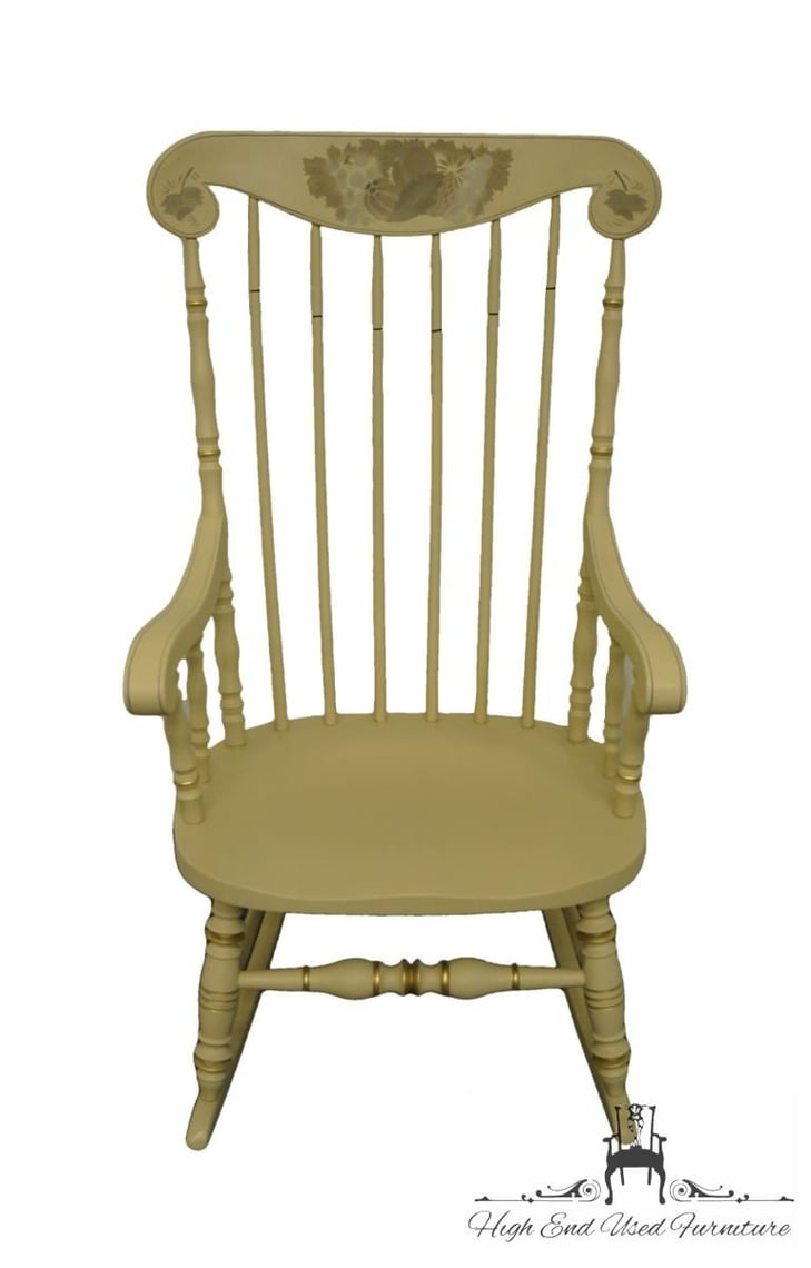 ETHAN ALLEN Cream Painted Traditional Hitchcock Style Accent Rocker ...