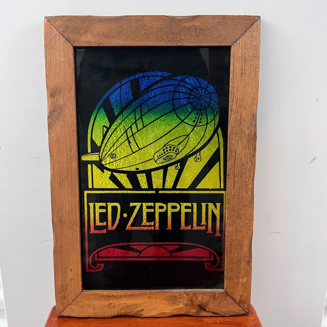 Vintage Led Zeppelin Wood Framed Glass Boardwalk Prize 1980s Reversed ...