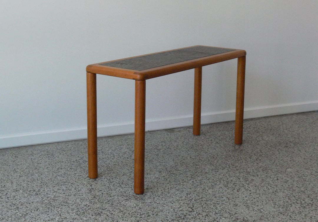 Danish Teak and Slate Console Table // Entry Table by Haslev | CoMod ...
