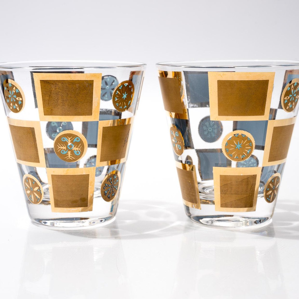 Vintage Double Old Fashioned Rocks Glass Culver Turquoise | Starr Road ...