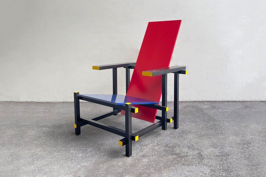 Vintage Red and Blue Chair by Gerrit Rietveld for Cassina, 1990 | Good ...