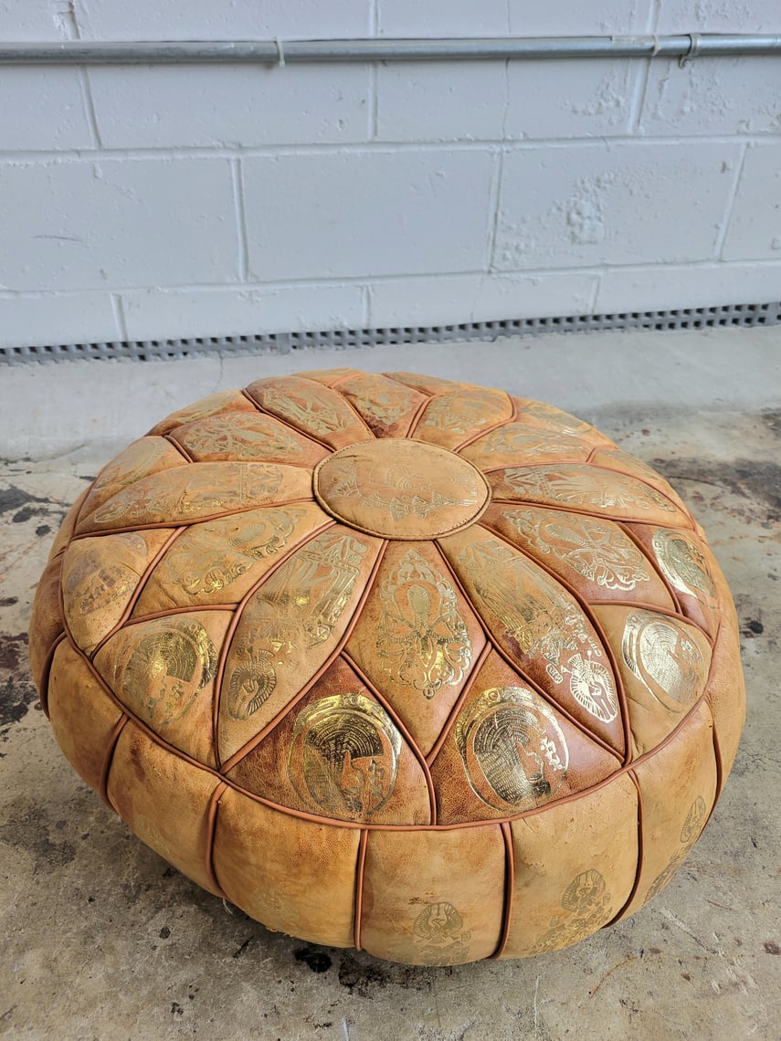 Vintage Leather Poof | Wishbone Reserve | Baltimore, MD
