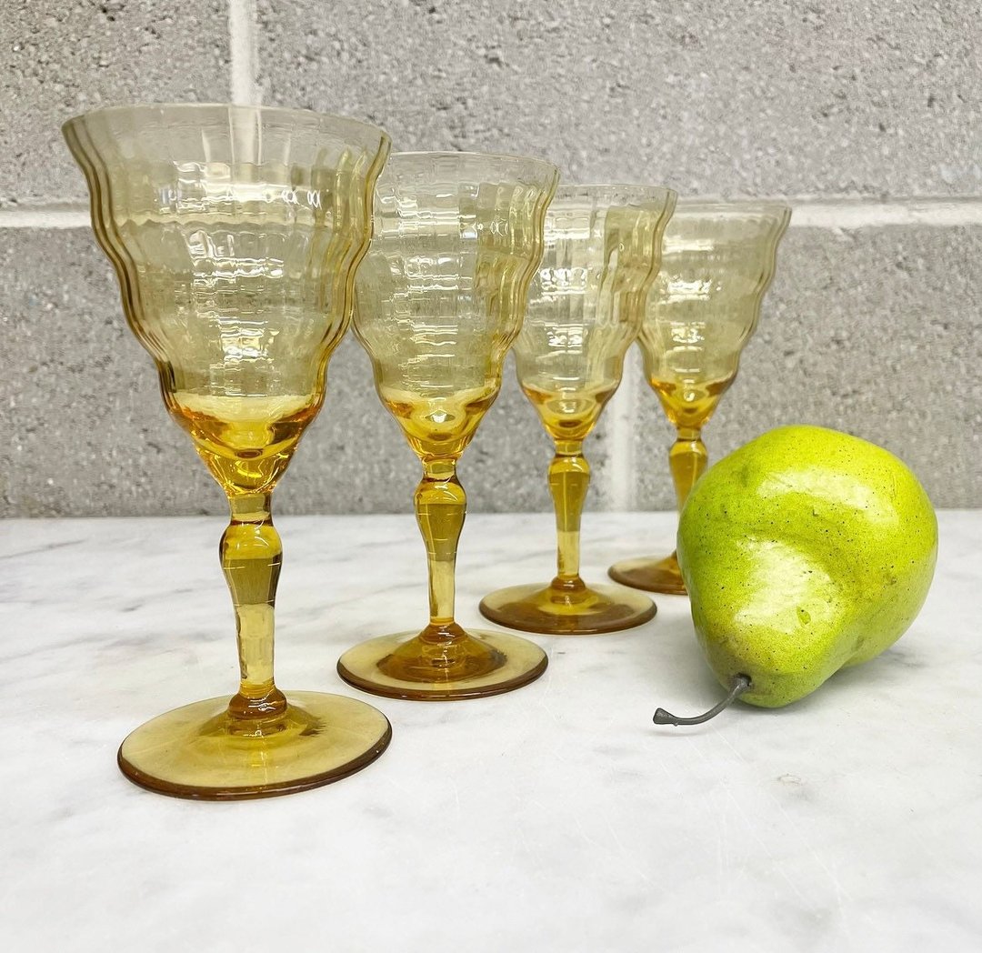 Vintage Water Glasses Retro 1920s RARE + Utility Glassworks + Mandalay ...