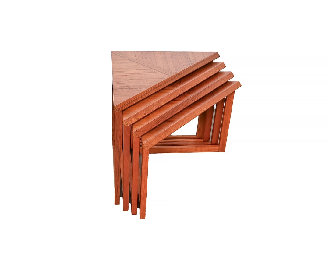 Teak Triangle Nesting Tables Corner Table Danish Modern | Hearthside ...