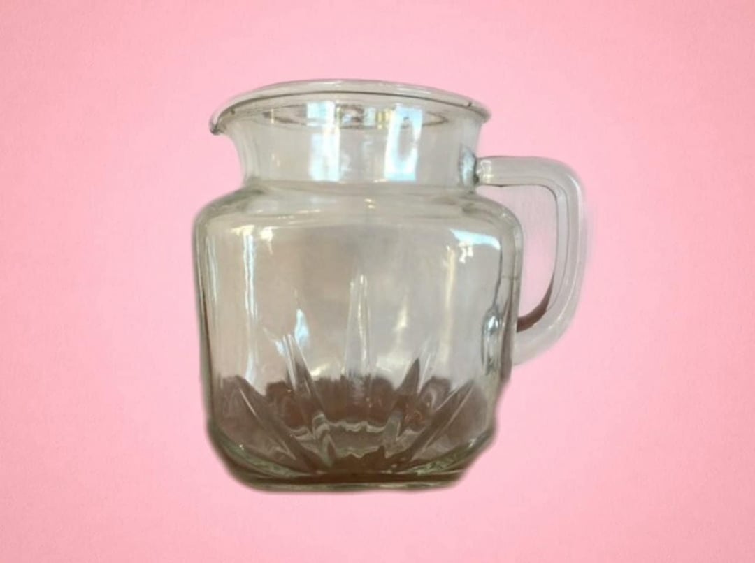 Vintage 1950s Starburst Clear Glass Pitcher by Creative Glass Small ...